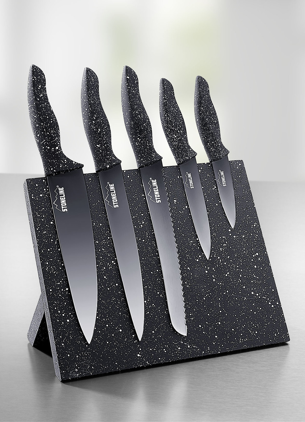 Stoneline®-knivblock, 6 delar, med magnetfält - SCHWARZ