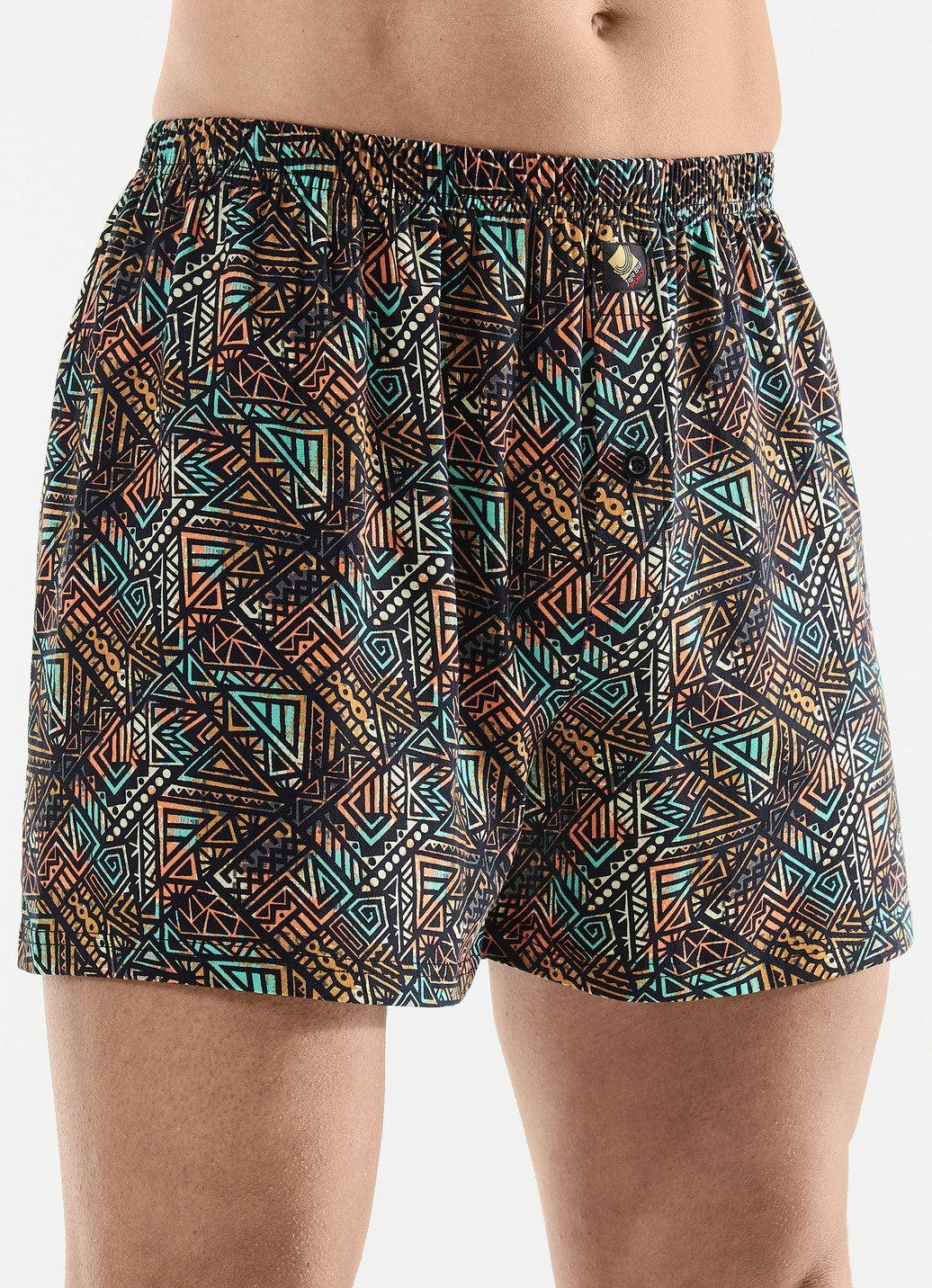 För Herrar - Trepack boxershorts med knappgylf - 3X SCHWARZ-BUNT